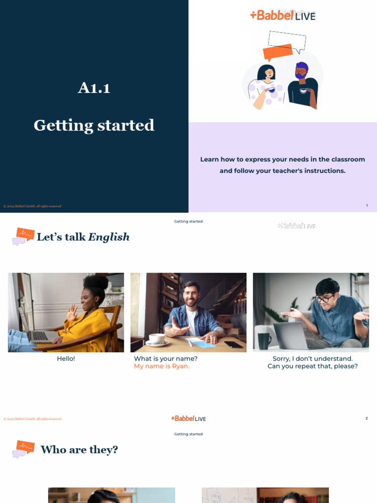 ENG - A1 - 1 - 01 Getting Started | PDF | Classroom | Teaching