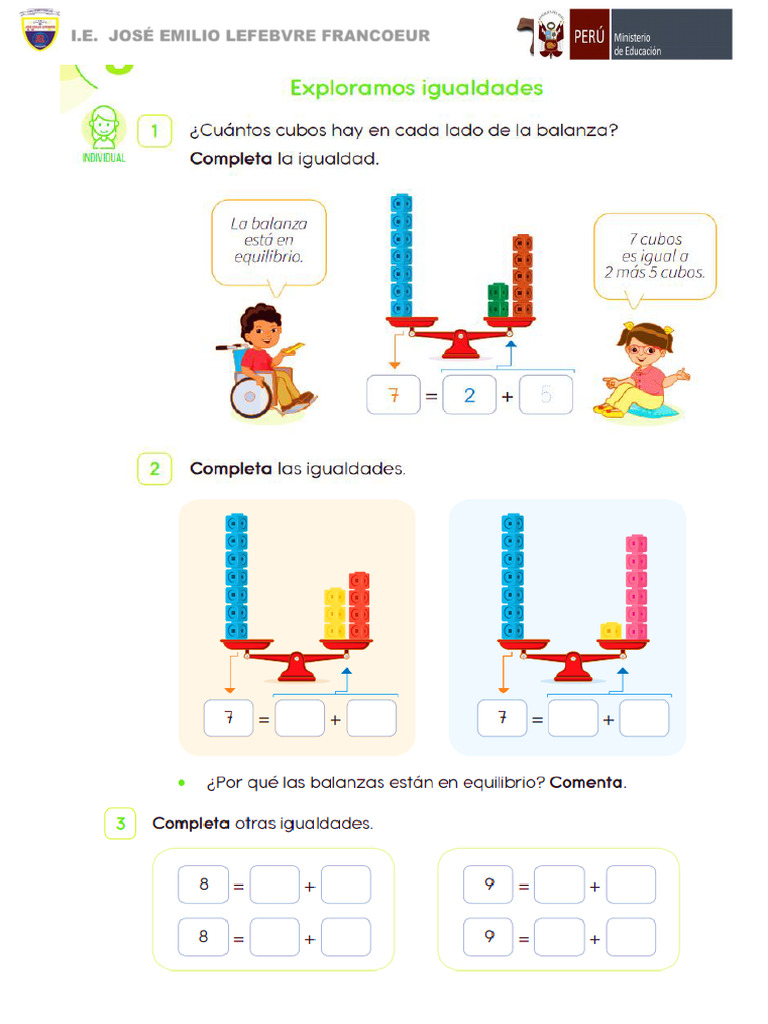 FICHA MAT. Exploramos Igualdades | PDF