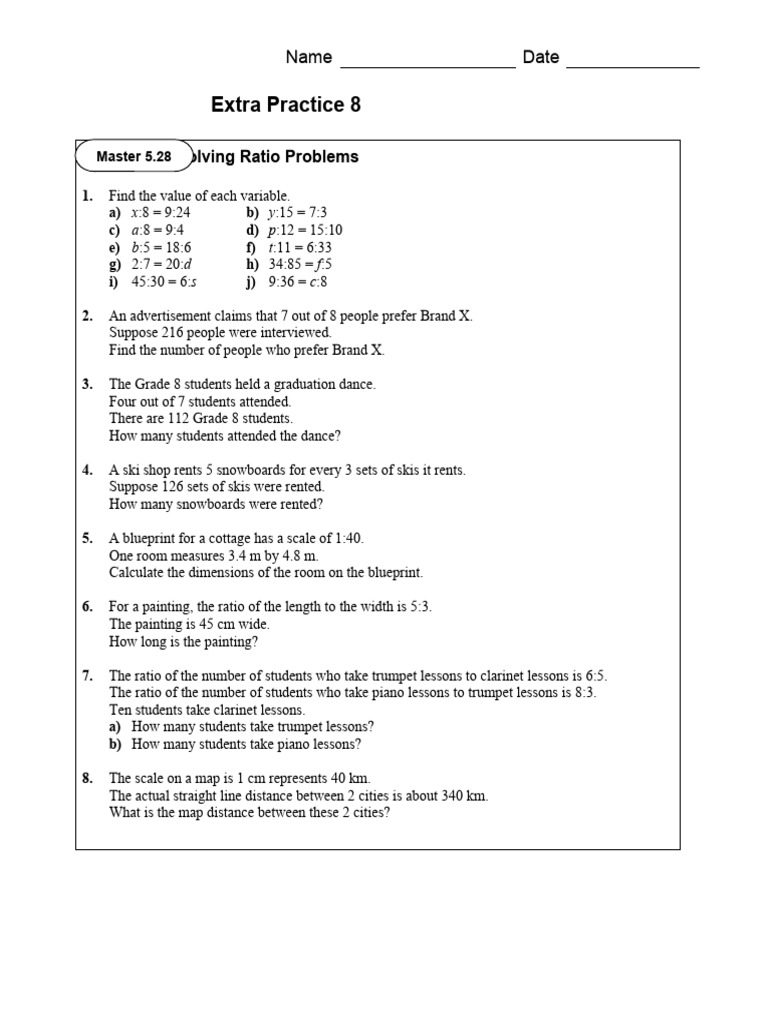 Grade 8 Extra Practice Lesson 5.8 | PDF | Teaching Methods & Materials