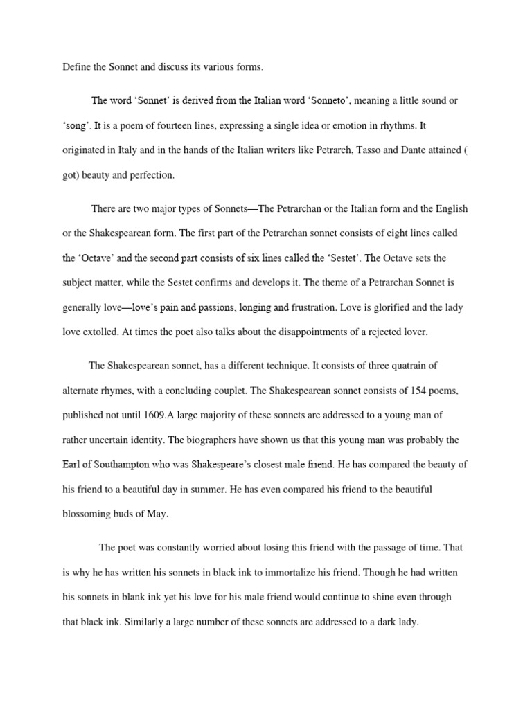 Sonnet and Its Various Types | PDF