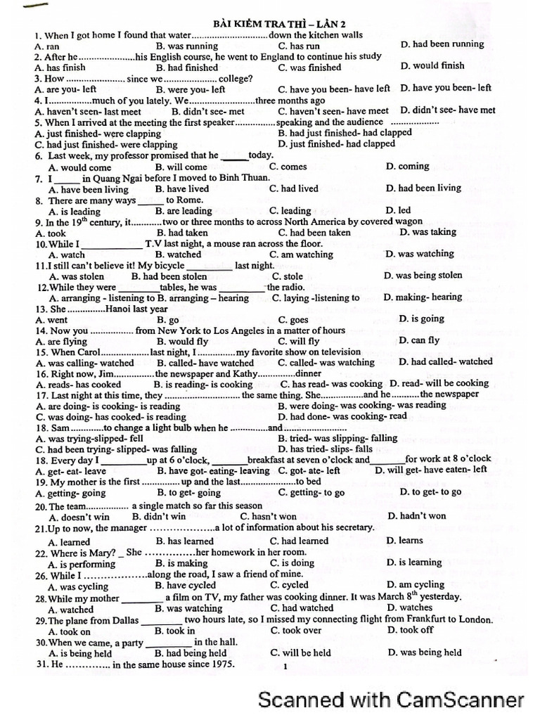 Bài tập thì | PDF