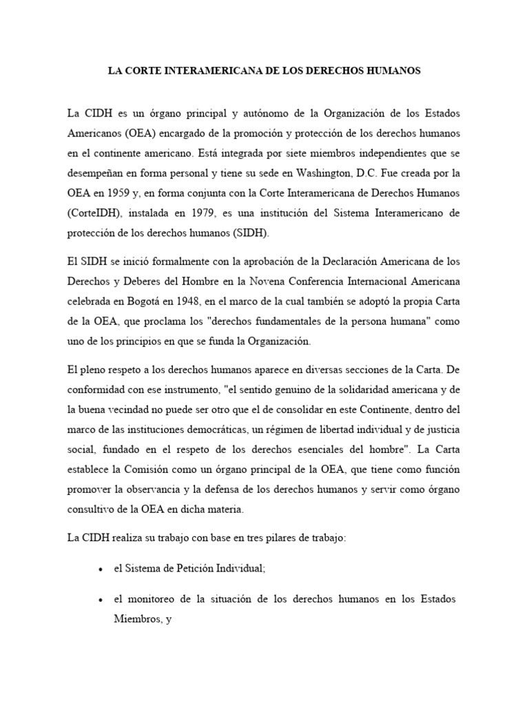 La Corte Interamericana de Los Derechos Humanos | PDF | Convenio europeo de derechos humanos ...