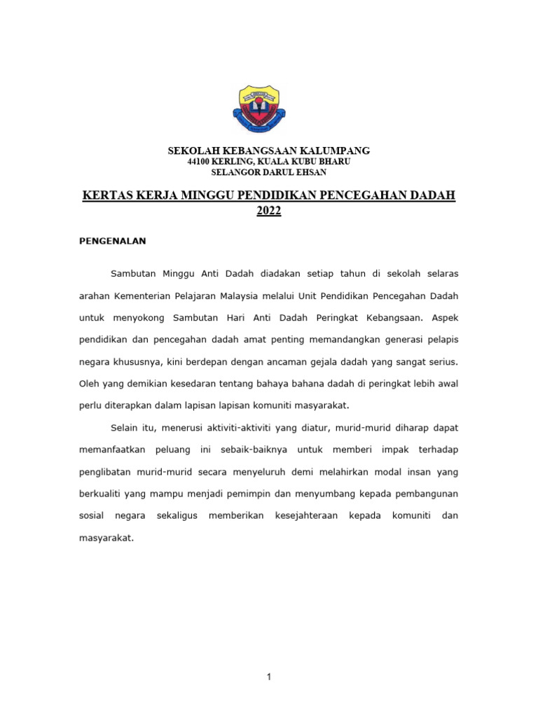 Kertas Kerja SK Kalumpang | PDF
