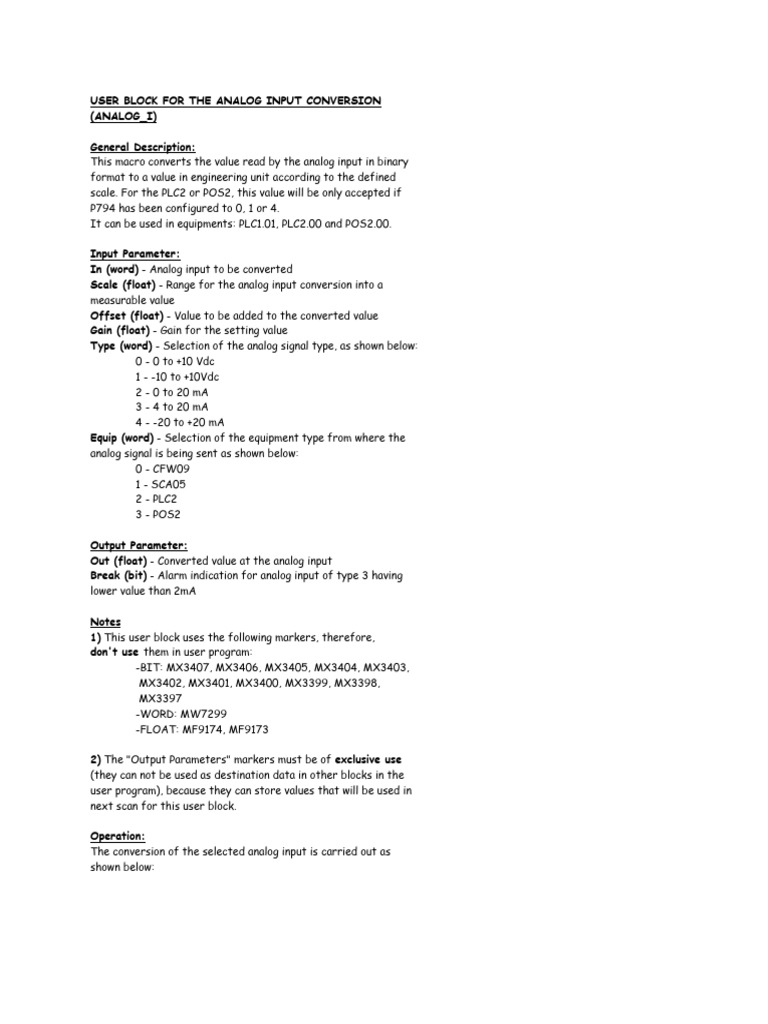 Analog Input Conversion Macro Guide | PDF
