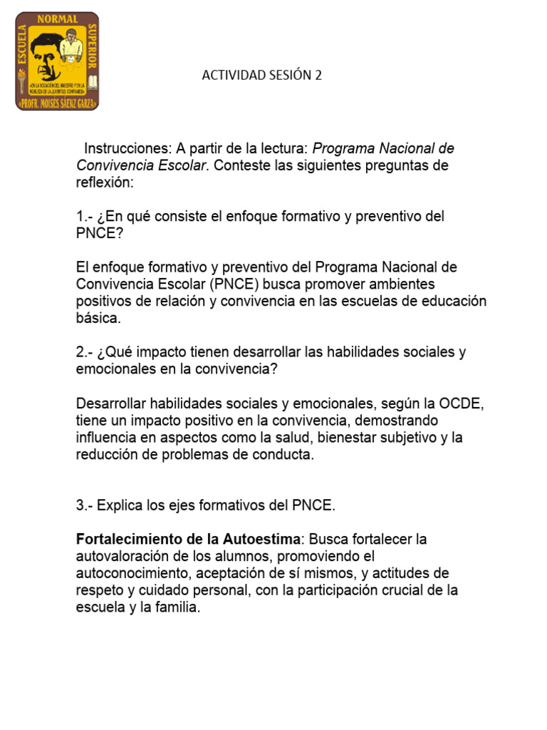 Actividad Sesión 2 - Pnce | PDF | Las emociones | Comportamiento