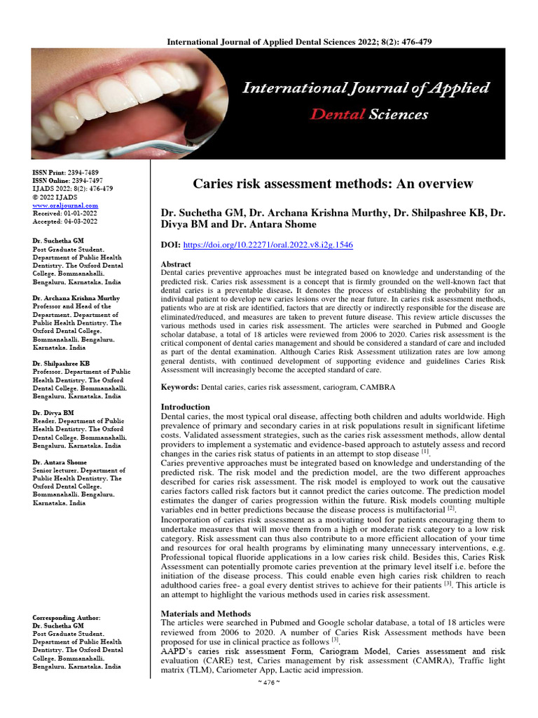 Caries Risk | PDF | Risk | Dentistry