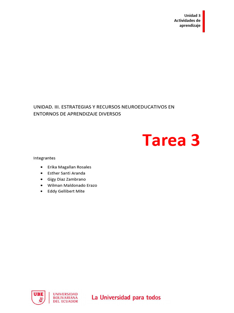 Tarea 3-U3 - Neuroeducación | PDF | Aprendizaje | Las emociones