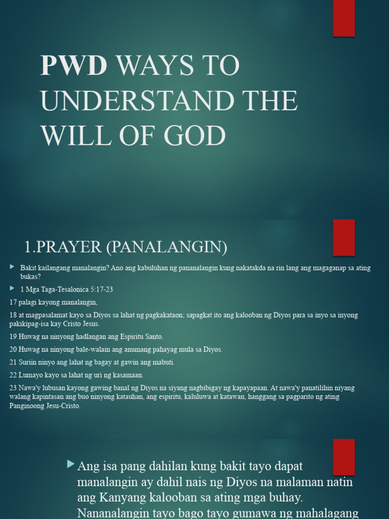 PWD Ways To Understand The Will of God | PDF