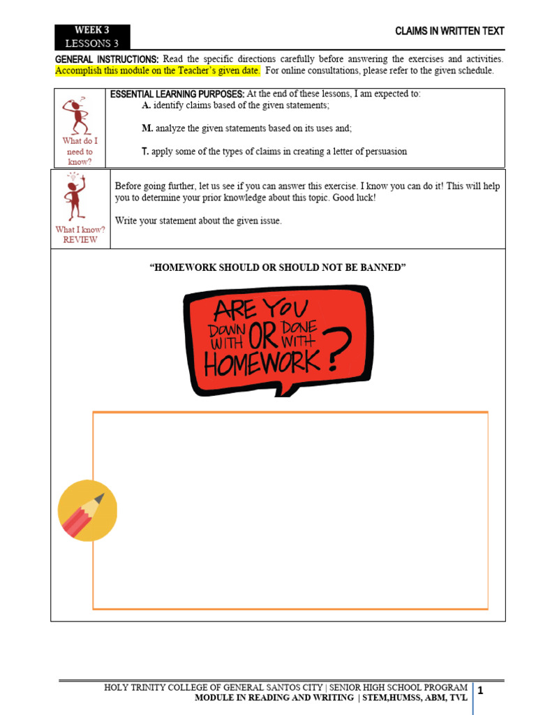 Week 3 Reading and Writing Claims in Written Text | PDF | Argument ...