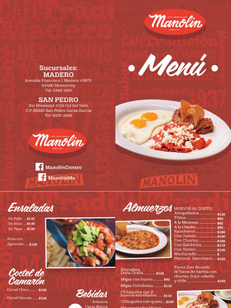 Menú Manolin Restaurante | PDF | Cooking, Food & Wine