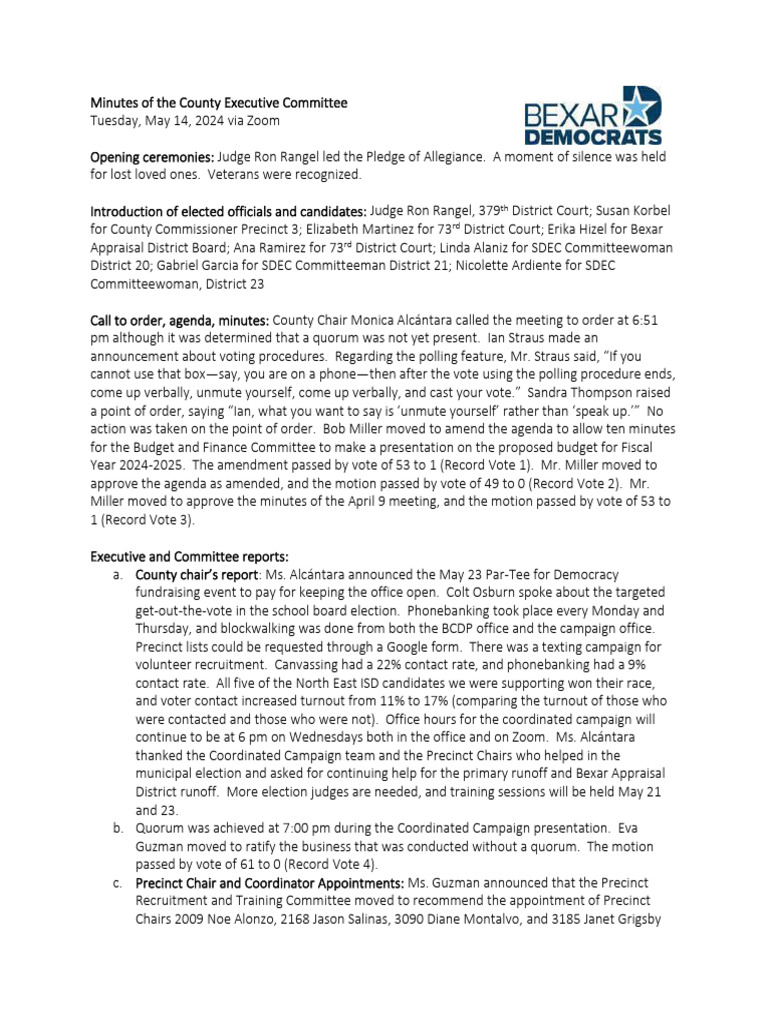 5 CEC Minutes 2024.05.14 | PDF | United States House Of Representatives ...