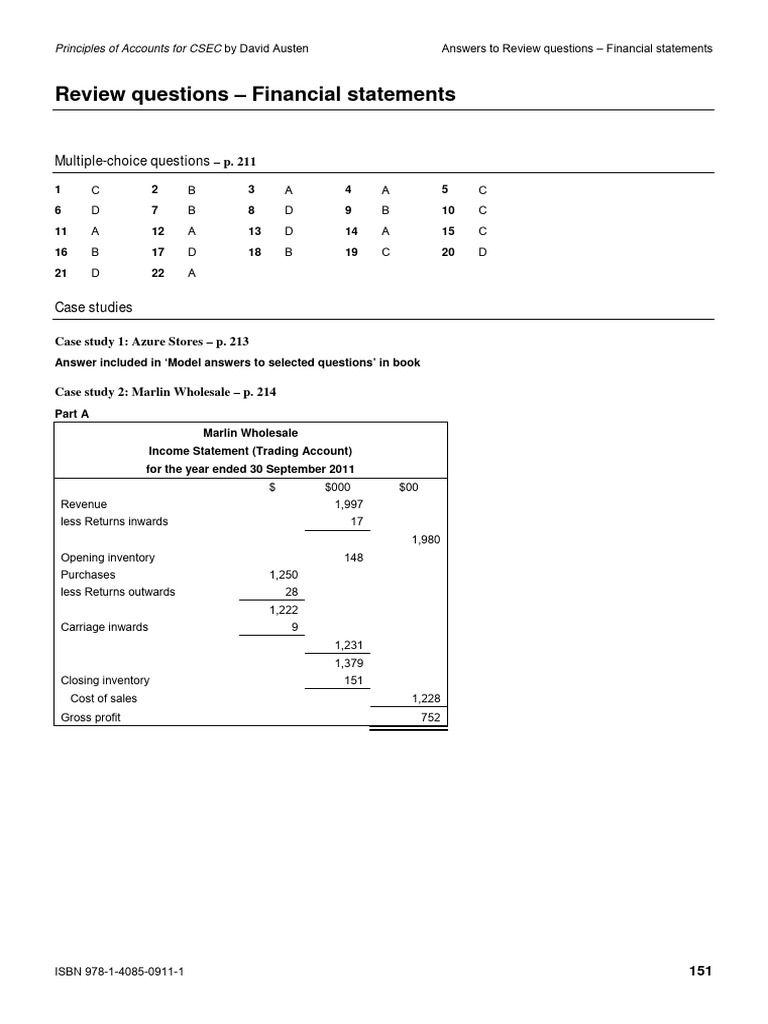 Answers To Financial Statements Review Ch13to24 | PDF | Revenue ...