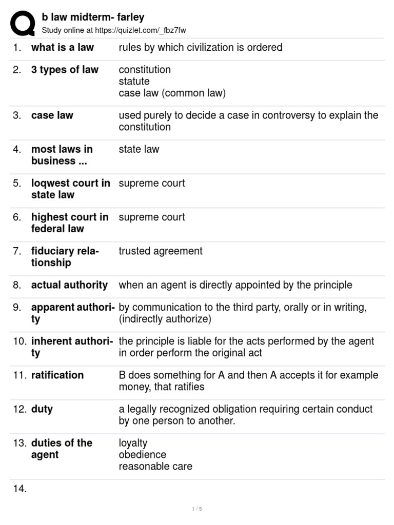B Law Midterm Farley | PDF | Employment | Partnership