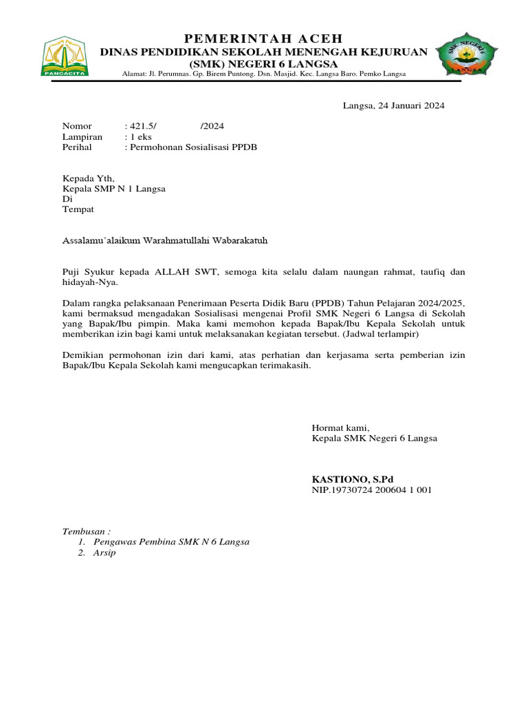 Surat Permohonan Promosi Sekolah | PDF Surat Permohonan Promosi Sekolah | PDF