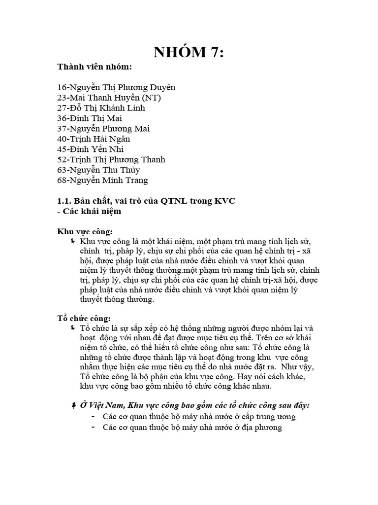 Nhóm 7-QTNL Trong Khu V C Công | PDF