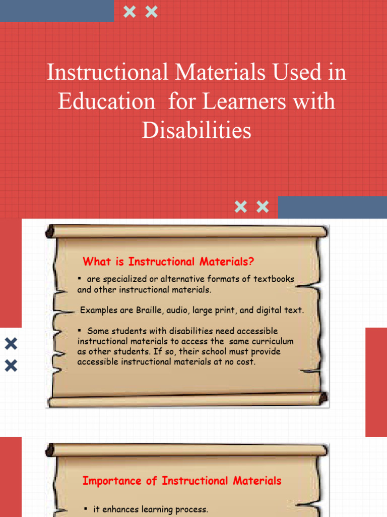 Instructional Materials Used in Education For Learners With ...