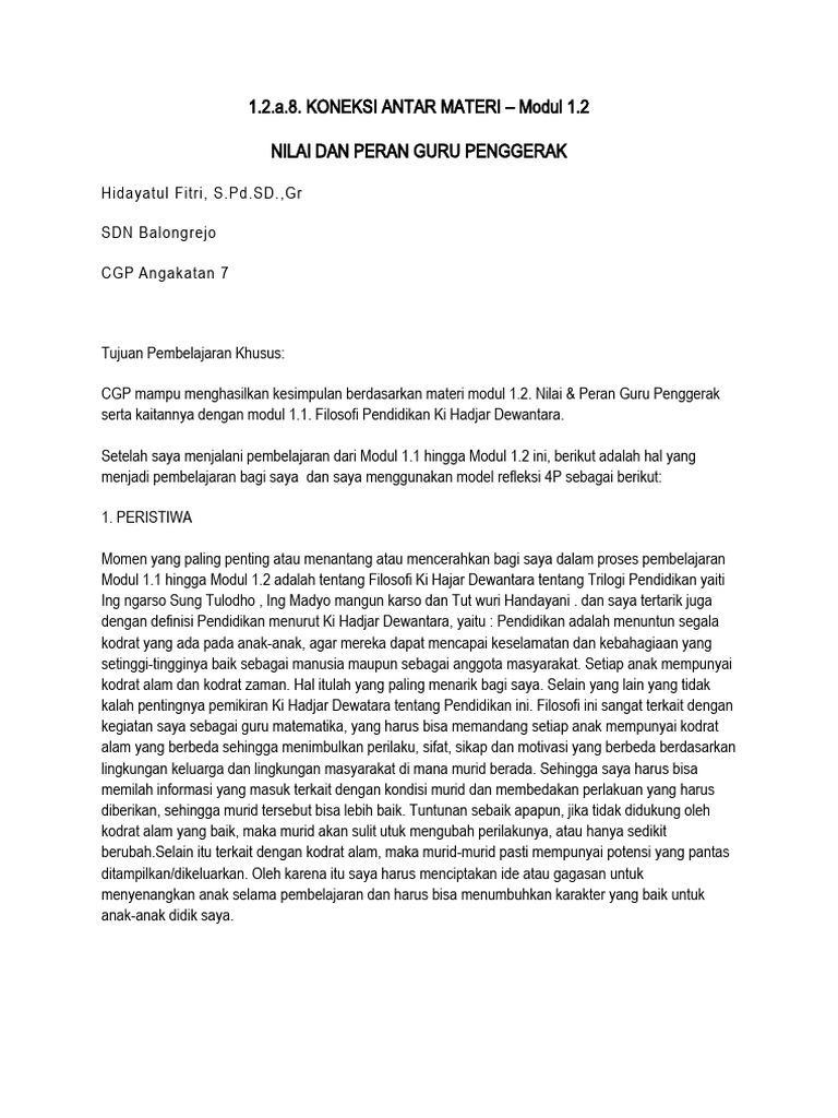 Koneksi Antar Materi 1.2 | PDF | Karier & Perkembangan