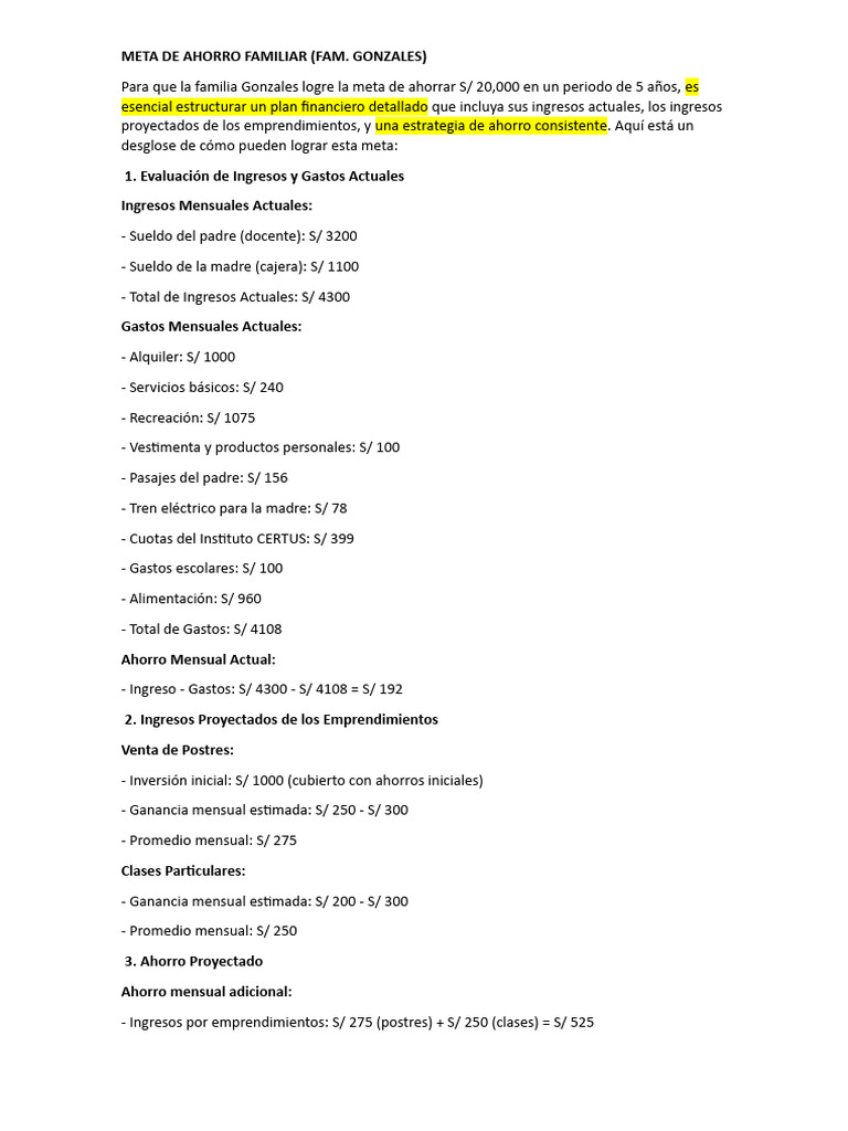Meta de Ahorro Familiar | PDF | Ahorro | Economias