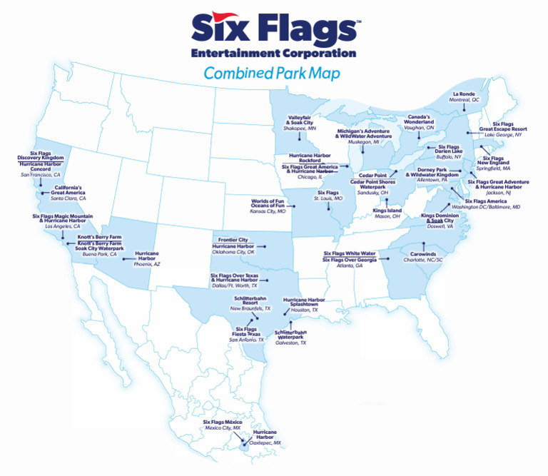 Six Flags Entertainment Corporation Park Map | PDF | Amusement Park ...