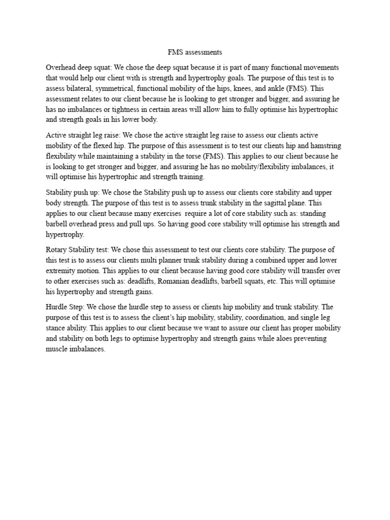 FMS Assessments | PDF | Career & Growth | Business