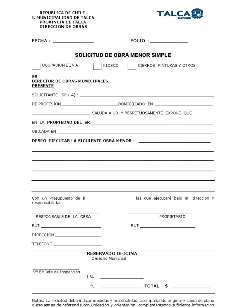 Dom-Solicitud Obra Menor Simple | PDF