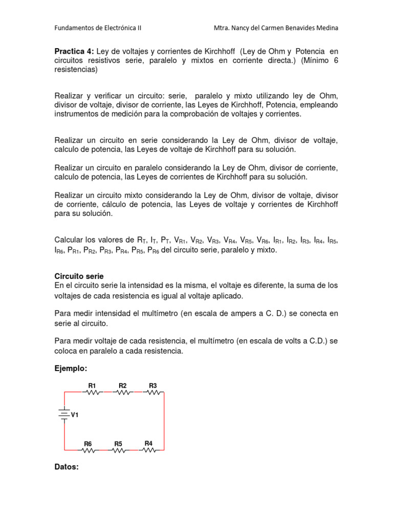 Explicacion PRACTICA 4 | PDF | Resistencia Eléctrica y Conductancia ... Explicacion PRACTICA 4 | PDF | Resistencia Eléctrica y Conductancia ...