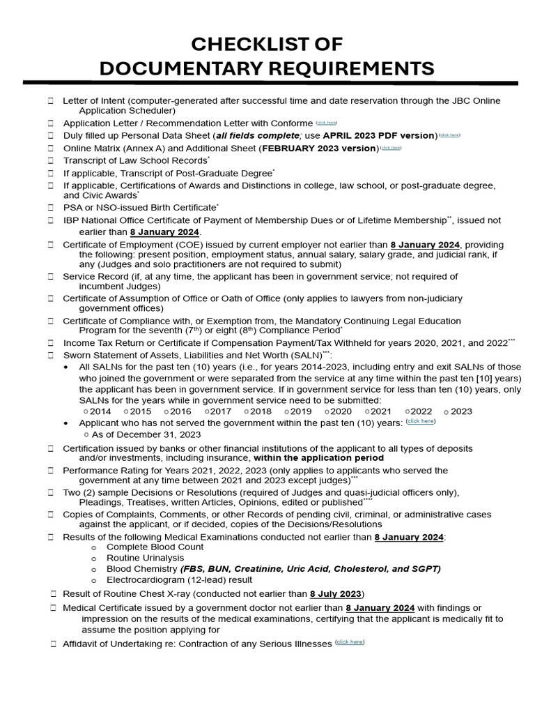 Checklist of Documentary Requirements | PDF | Government | Justice