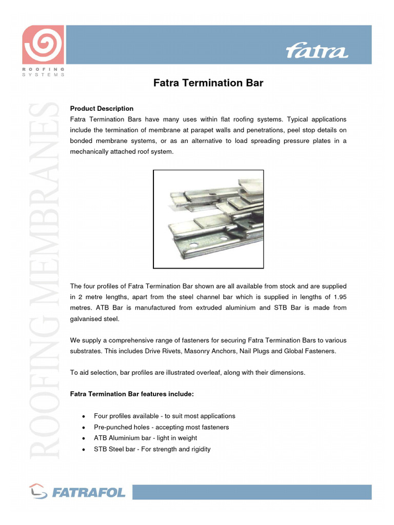 Fatra Termination Bar Datasheet | PDF