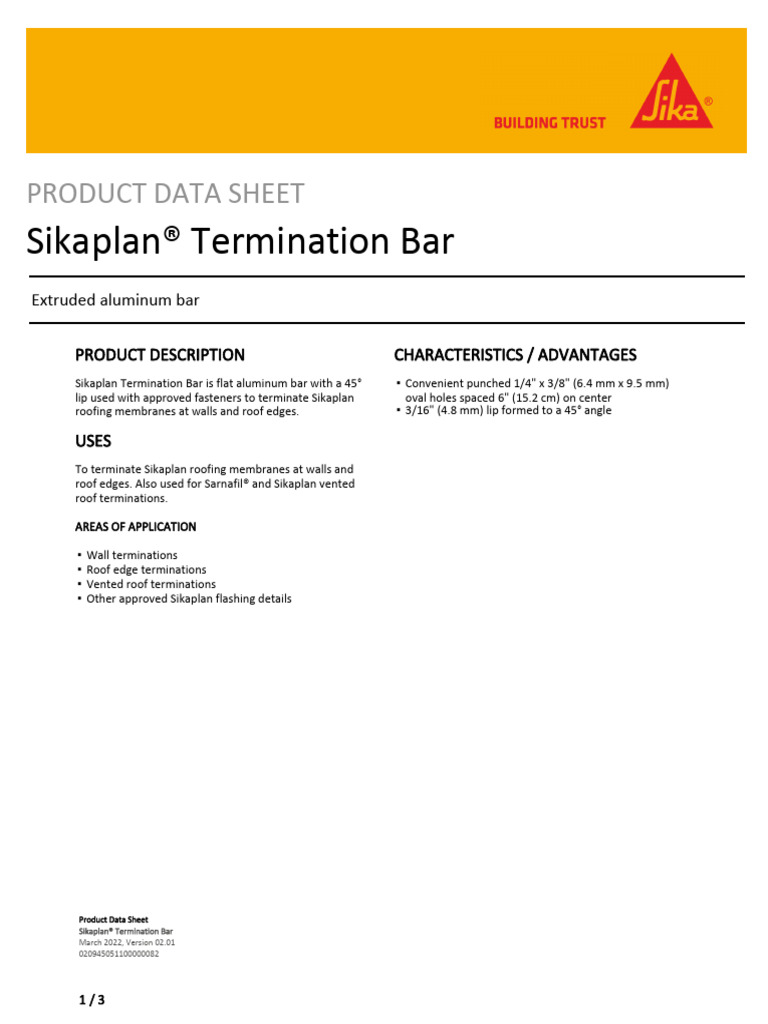 Sikaplan Terminationbar | PDF | Extrusion