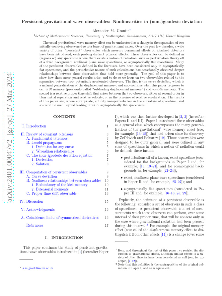 Persistent Gravitational Wave Observables: Nonlinearities in (Non ...