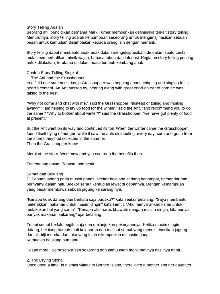 Kumpulan Contoh Story Telling | PDF | Griya & Taman | Puisi