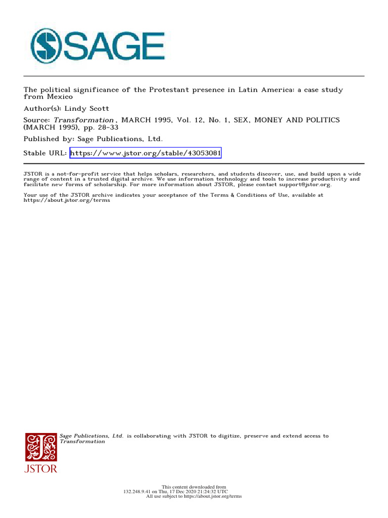 The Political Significance of The Protestant Presence in Latin America ...