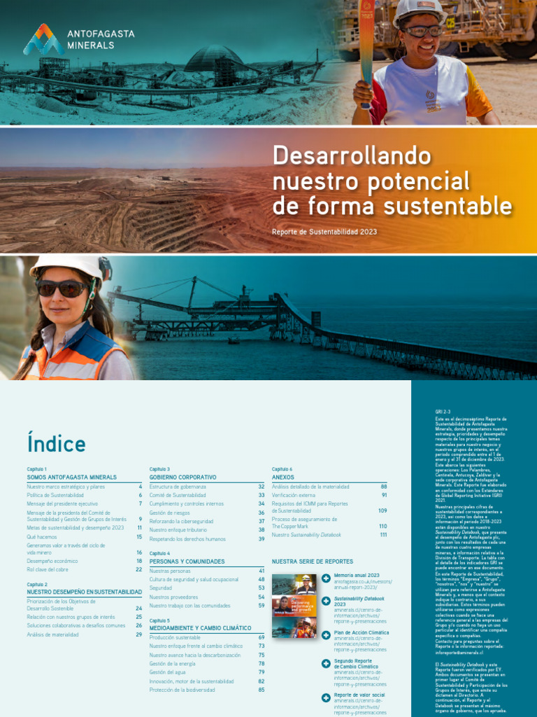 Reporte De Sustentabilidad 2023 Pdf Minería Sustentabilidad