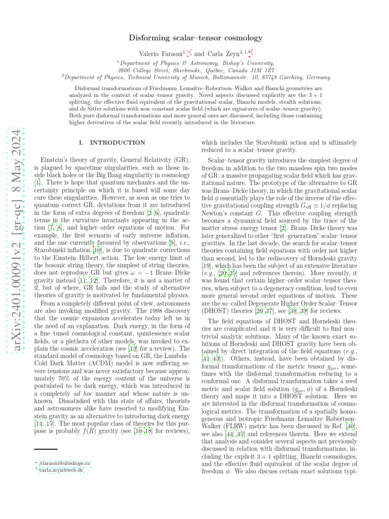 Scalar-Tensor Cosmology Analysis | PDF | Dark Energy | Gravity