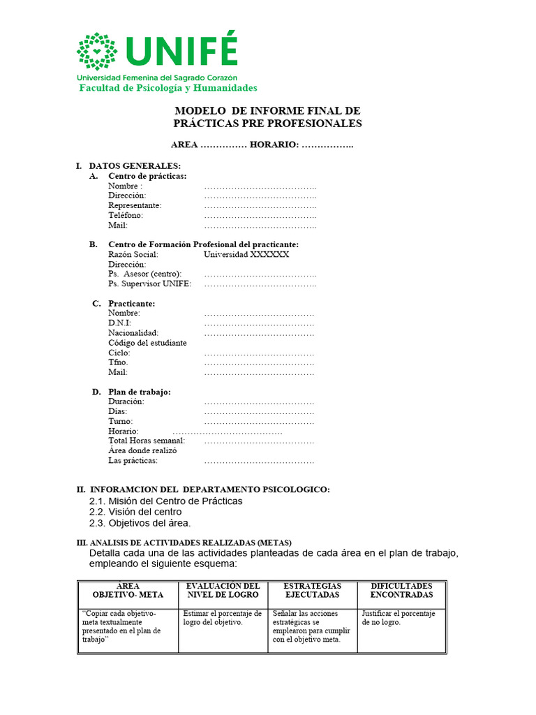 Modelo de Informe Final PPP | PDF