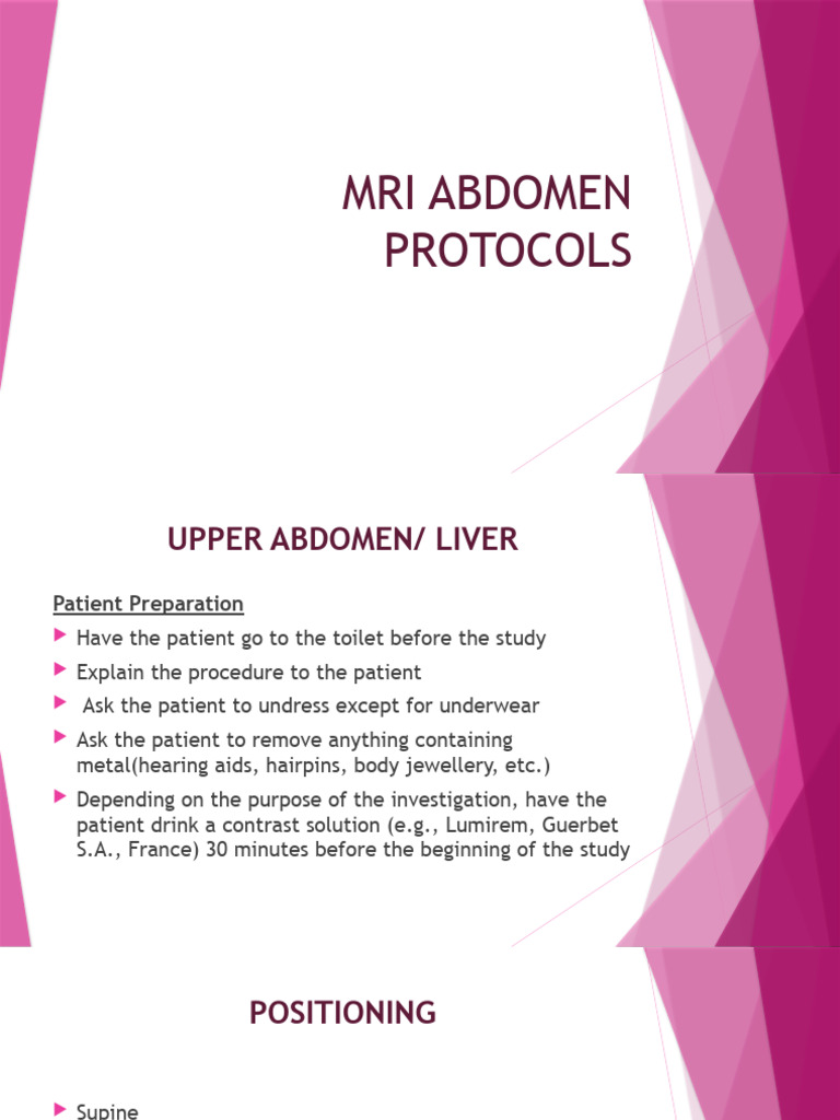 MRI Abdomen Protocol Guide | PDF | Magnetic Resonance Imaging | Pancreas
