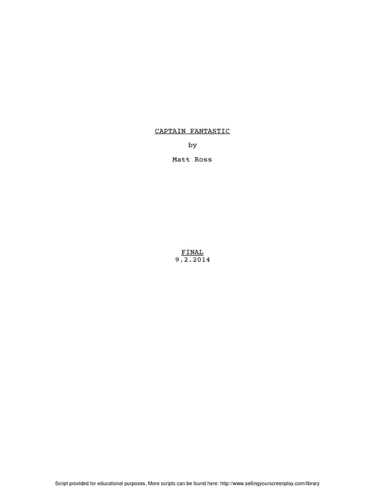 Captain Fantastic Final Script | PDF