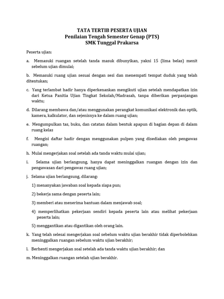 Tata Tertib Peserta & Pengawas Ujian | PDF