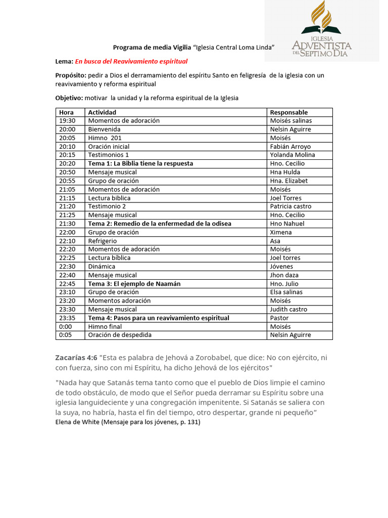 Programa Vigilia | PDF | Creencia religiosa y doctrina | Teología