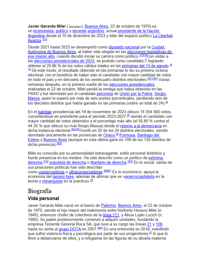 Javier Gerardo Milei | PDF | Gobierno