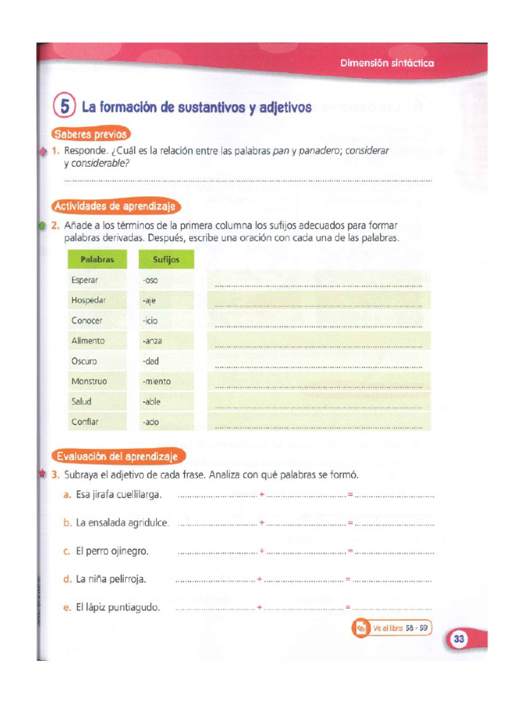 Actividad 7-8 (Formación Sustantivos y Adjetivos) | PDF