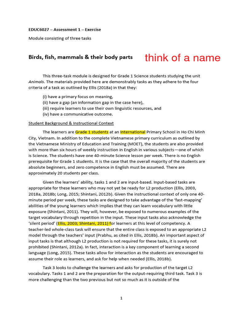 Assessment 1 Sample - EDUC6027 | PDF | Learning | Fin