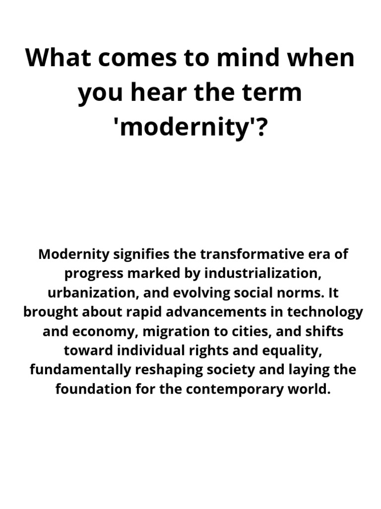 Modernity - History | PDF | History
