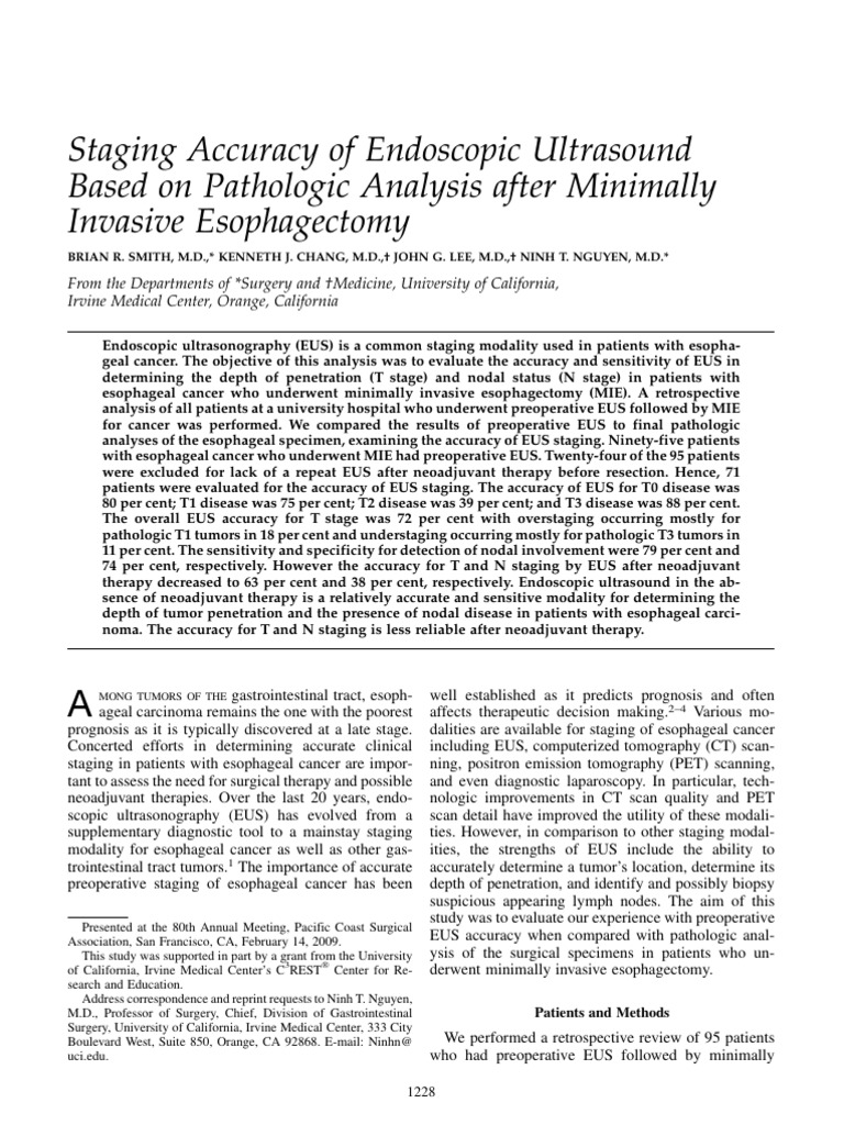 2010 - Am Surg - Staging Accuracy of Endoscopic Ultrasound Based On Pathologic Analysis After ...
