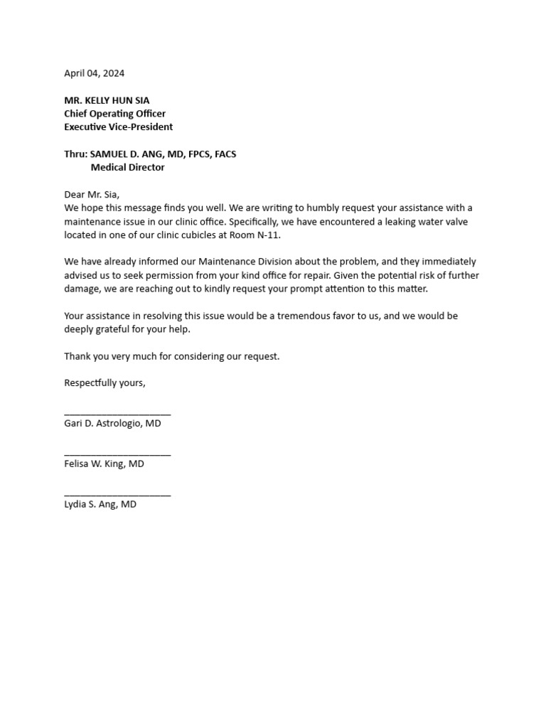 Repair Letter CGH | PDF