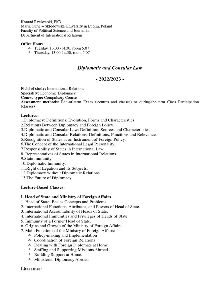 Diplomatic and Consular Law | PDF | Diplomacy | Consul (Representative)