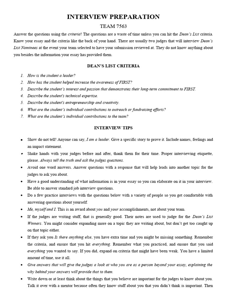 Interview Preparation | PDF | Leadership | Mentorship