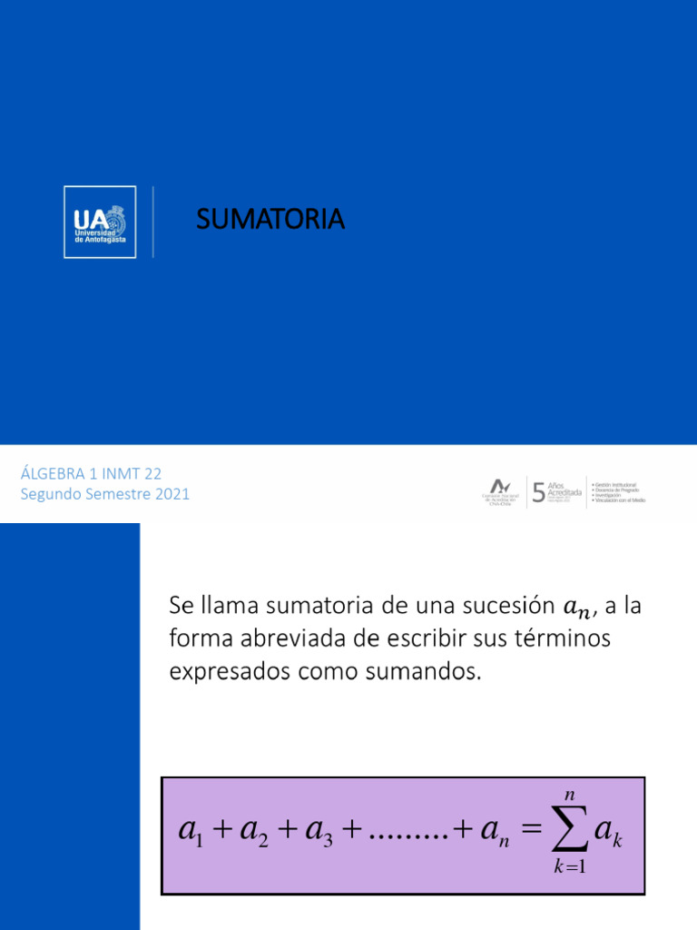 Sumatorias | PDF | Matemáticas | Análisis matemático