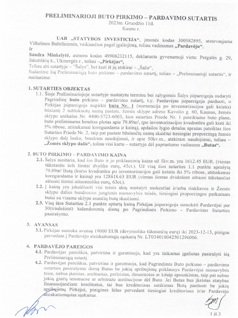 Preliminari Sutartis | PDF