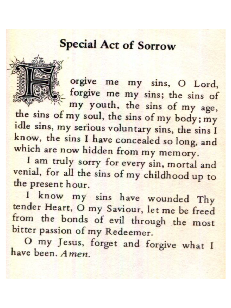 Special Act of Sorrow Prayer | PDF